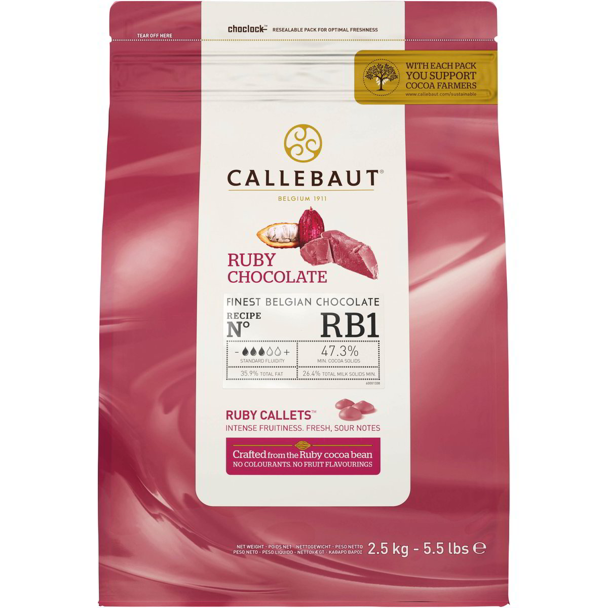 Vendita CIOCCOLATO PER COPERTURA COLOR RUBY/ROSA CALLEBAUT 2.5 KG all'ingrosso. Cacao ...