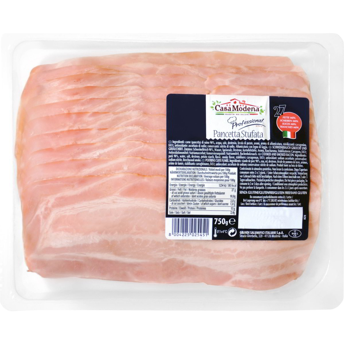 Vendita PANCETTA STUFATA AFFETTATA CASA MODENA 750 G all'ingrosso ...