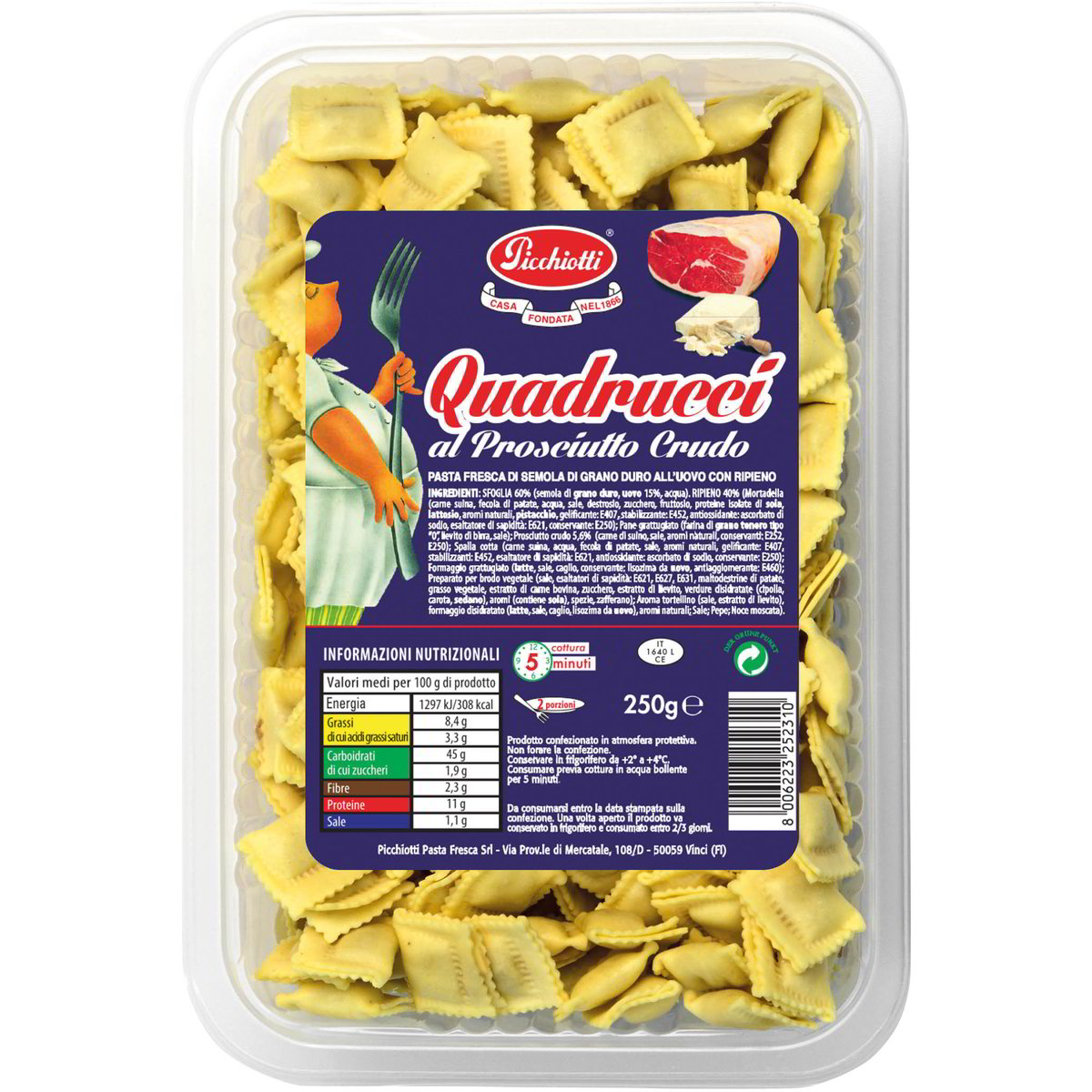 Vendita QUADRUCCI FRESCHI PICCHIOTTI 250 G all'ingrosso. Pasta fresca ...