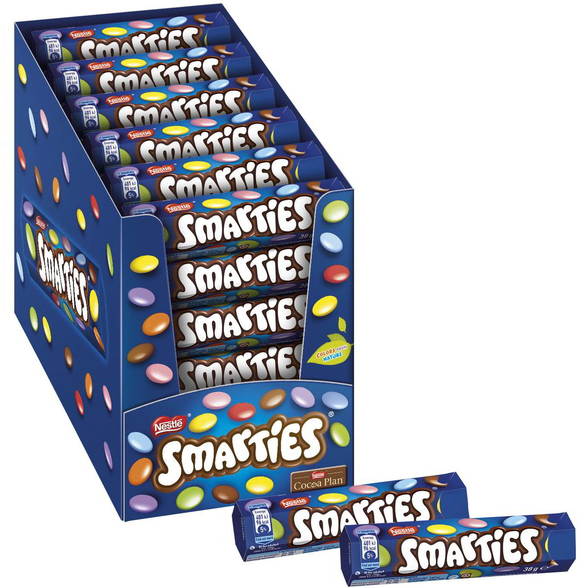 Vendita SMARTIES TUBO 38 G X 24 PEZZI all'ingrosso. Cioccolato - banco ...