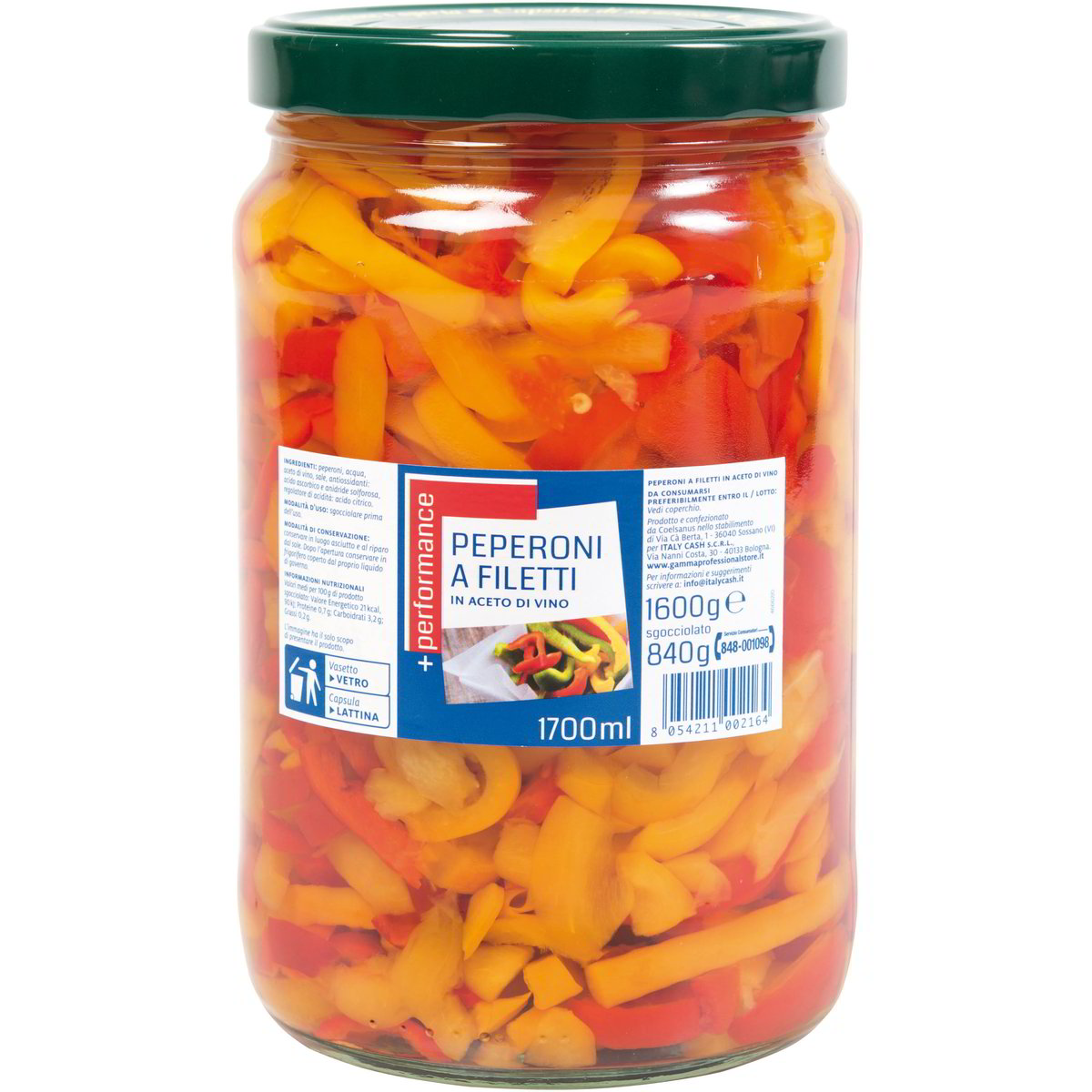 Vendita PEPERONI A FILETTI +PERFORMANCE 1,6/0,84 KG all'ingrosso ...