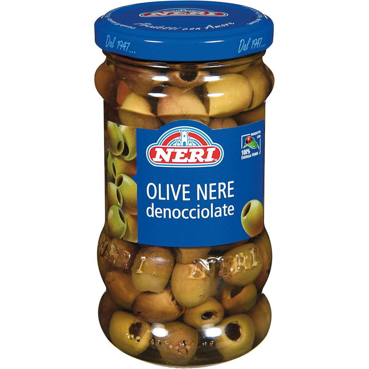 Vendita OLIVE NERE DENOCCIOLATE NERI 290/140 G all'ingrosso. Olive all ...