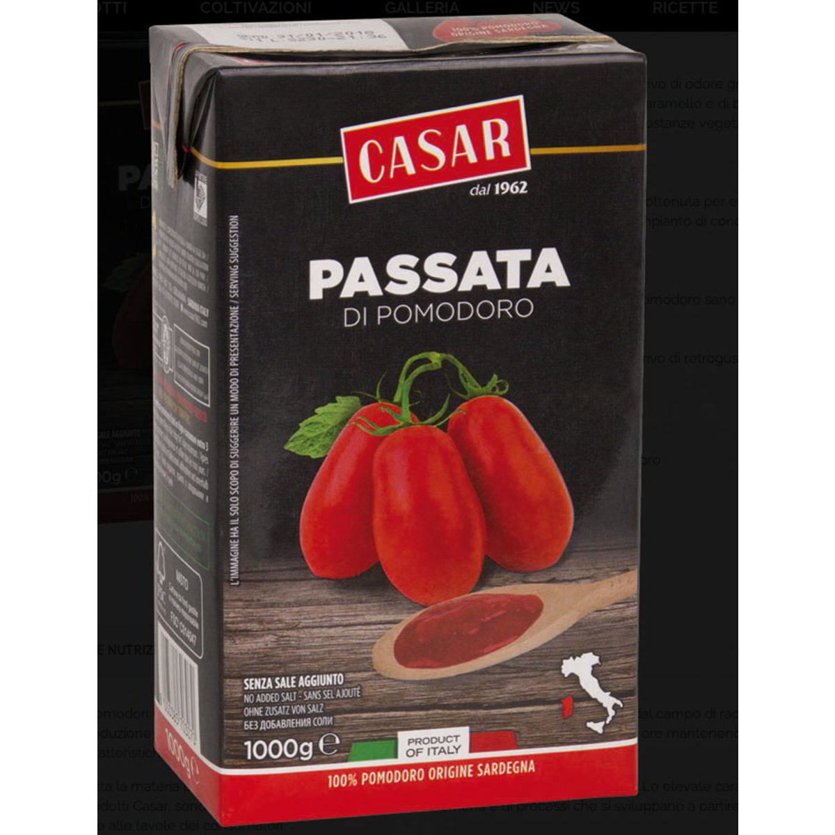 Vendita CASAR PASSATA DI POMODORO BRIK 1 L all'ingrosso. Passate ...