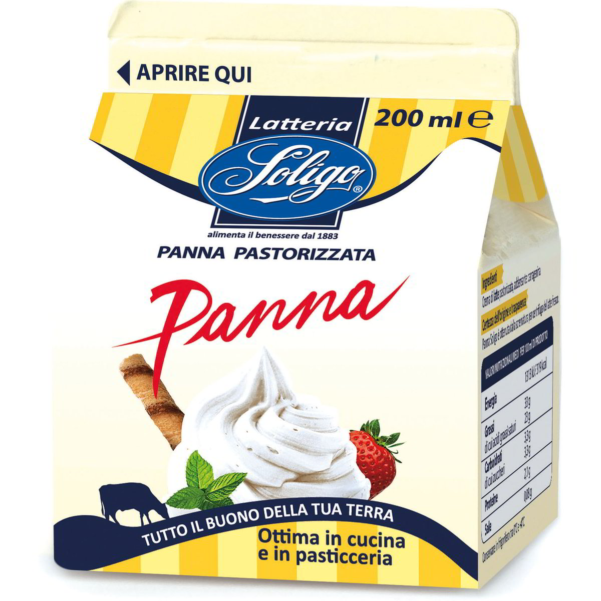 Vendita PANNA FRESCA PASTORIZZATA SOLIGO 200 ML all'ingrosso. Panna ...