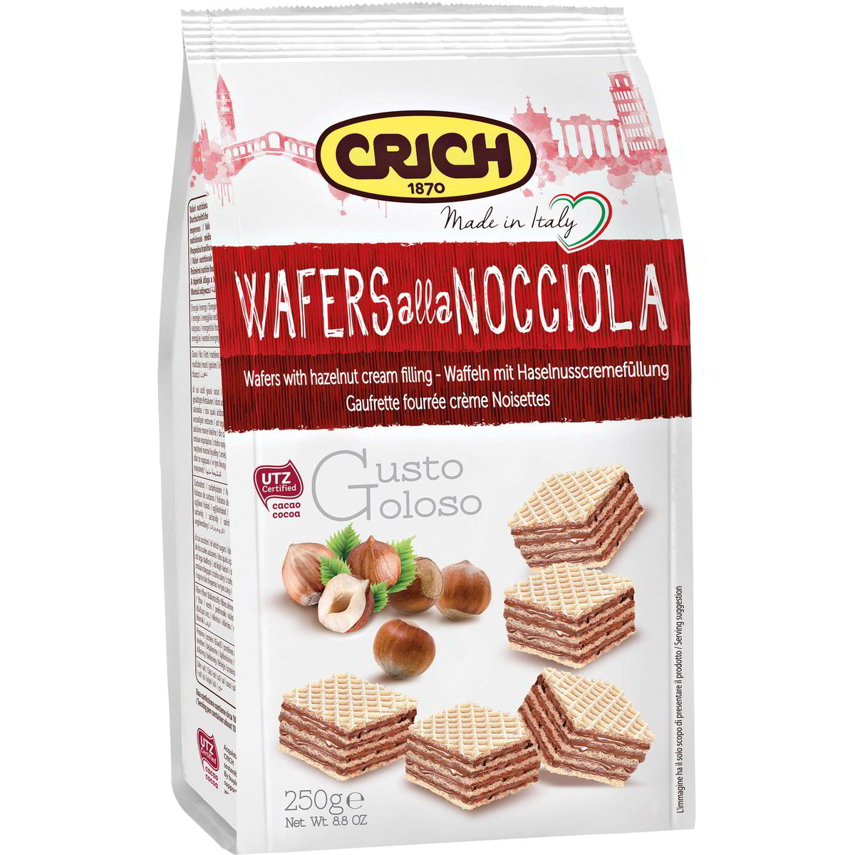 Vendita WAFER ALLA NOCCIOLA SACCHETTO CRICH 250 G all'ingrosso. Wafers ...