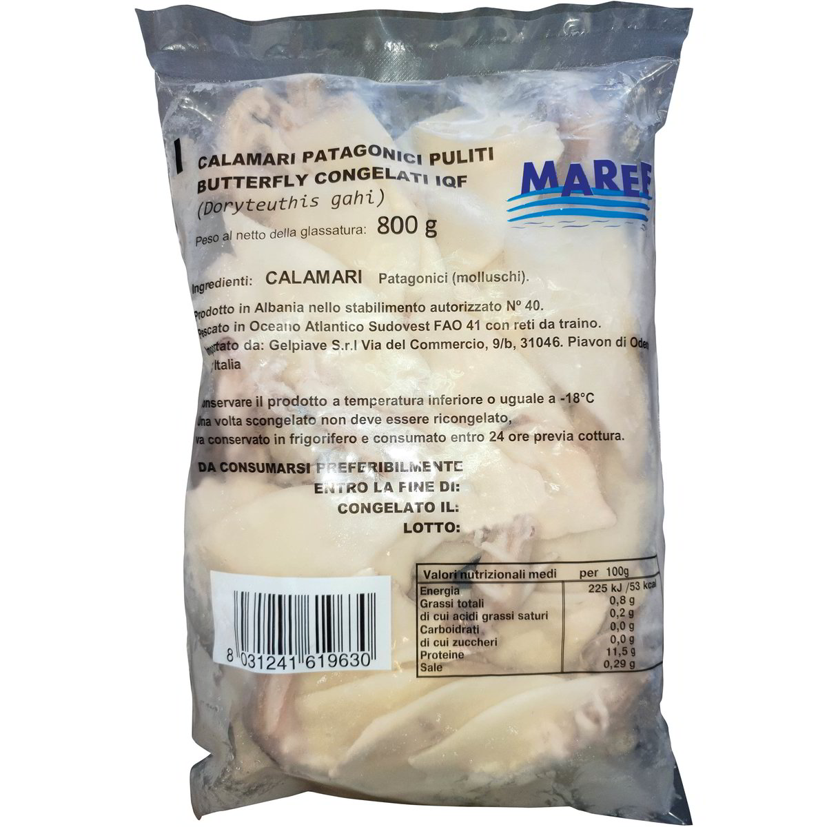 Vendita CALAMARI PATAGONIA PULITI BUTTERFLY CONGELATI MAREE 800 G all ...