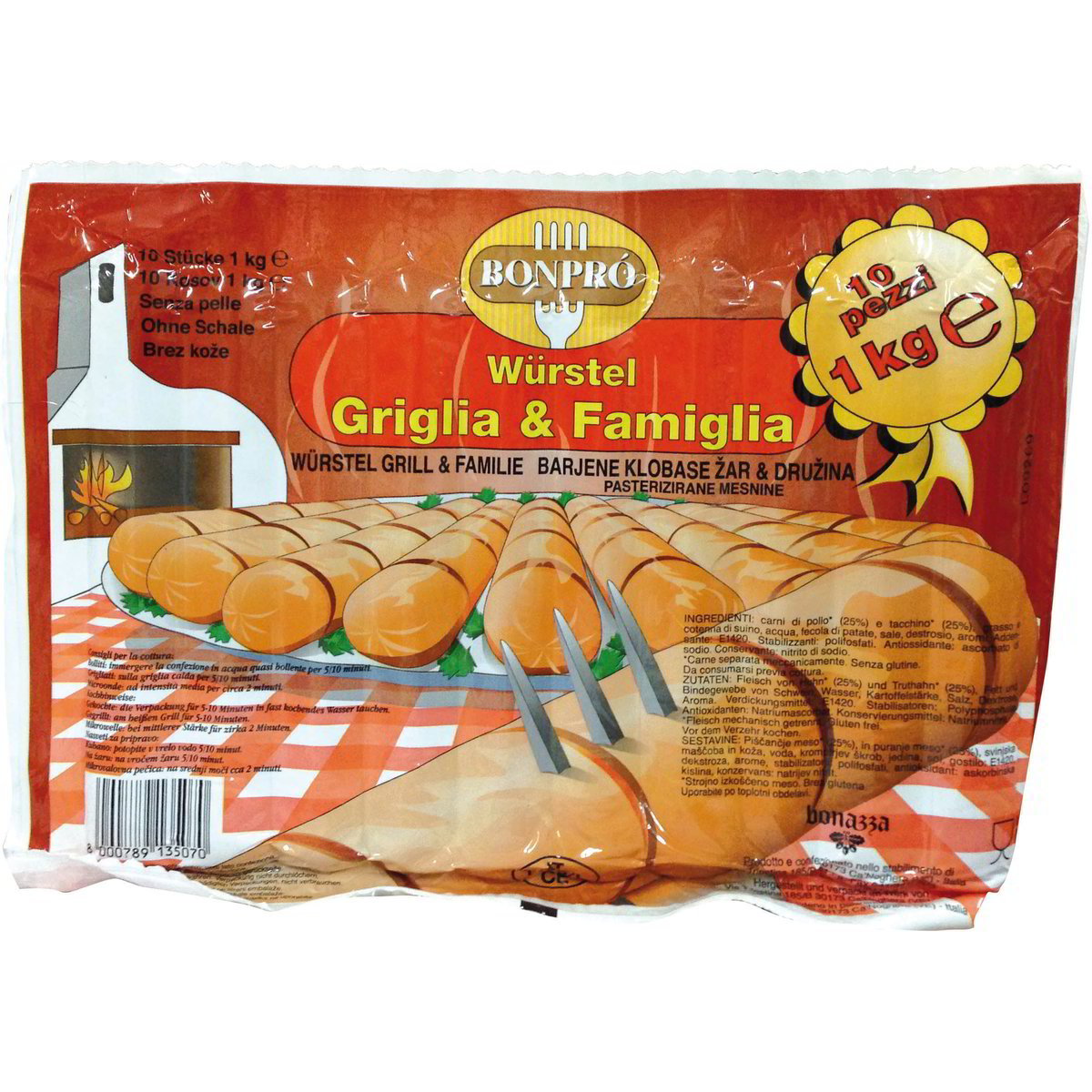 Vendita WURSTEL POLLO 27%, TACCHINO 27% E SUINO 16% 10 PEZZI 1 KG all ...
