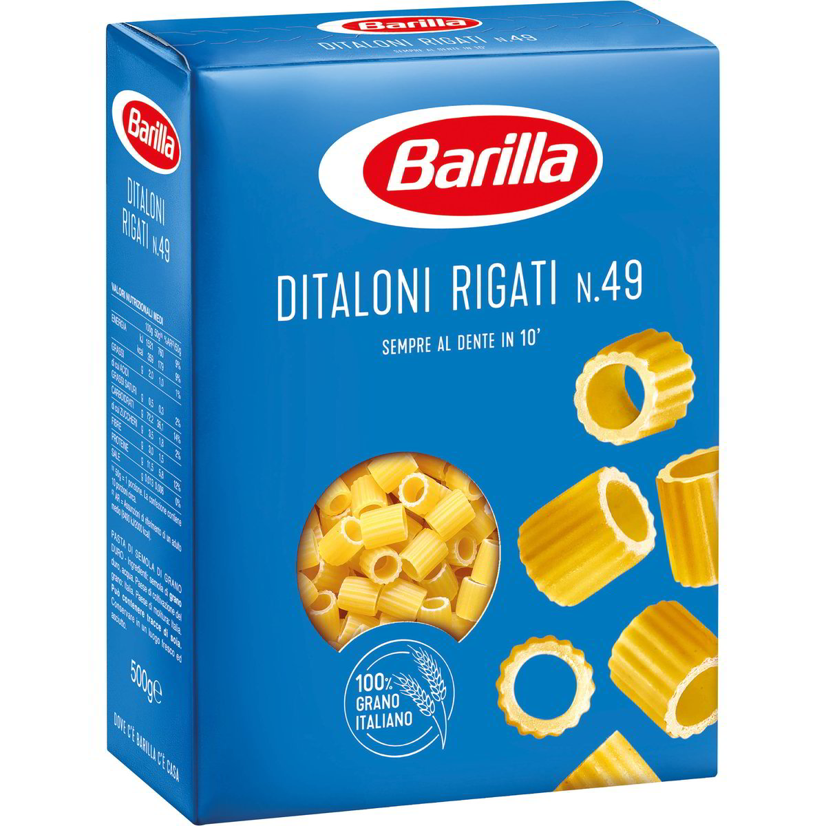 Vendita DITALONI RIGATI N49 BARILLA 500 G all'ingrosso. Pasta di semola ...