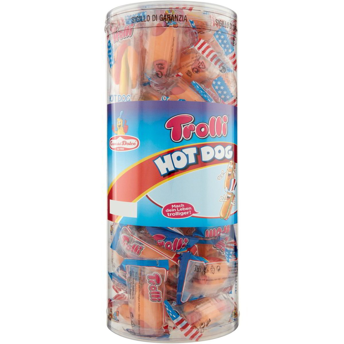 Vendita TROLLI HOT DOG BARATTOLO 9 G X 60 PEZZI all'ingrosso. Caramelle ...