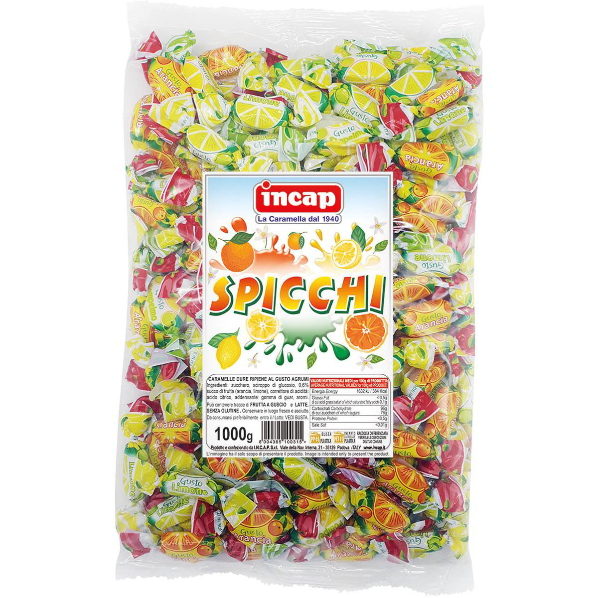 Vendita INCAP CARAMELLE SPICCHI DI FRUTTA 1 KG all'ingrosso. Caramelle ...