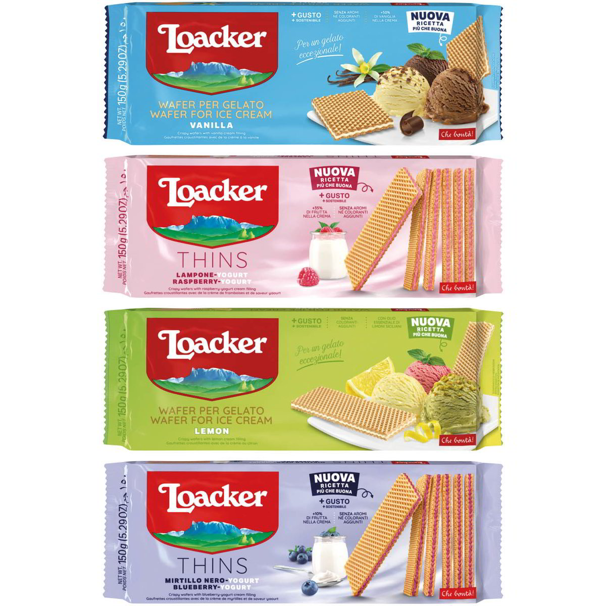 Vendita LOACKER GUSTO ESTIVO 4 GUSTI 150 G all'ingrosso. Wafers all ...