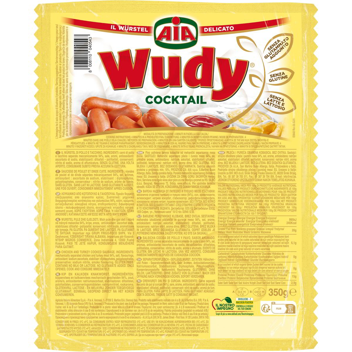 Vendita WUDY AIA MINI WURSTEL COCKTAIL 350 G all'ingrosso. Wurstel all ...