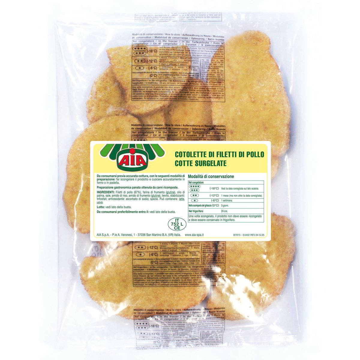 Vendita AIA COTOLETTE DI POLLO COTTE CONGELATE 8 PEZZI 1.12 KG CIRCA ...