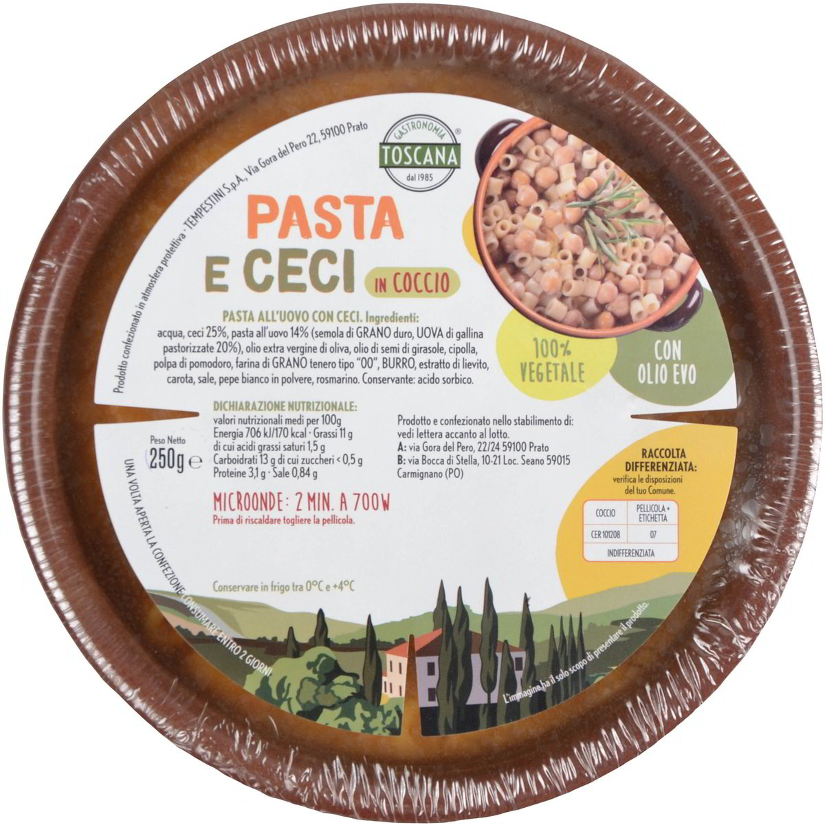 Vendita GASTRONOMIA TOSCANA PASTA E CECI IN COCCIO 250 G all'ingrosso ...