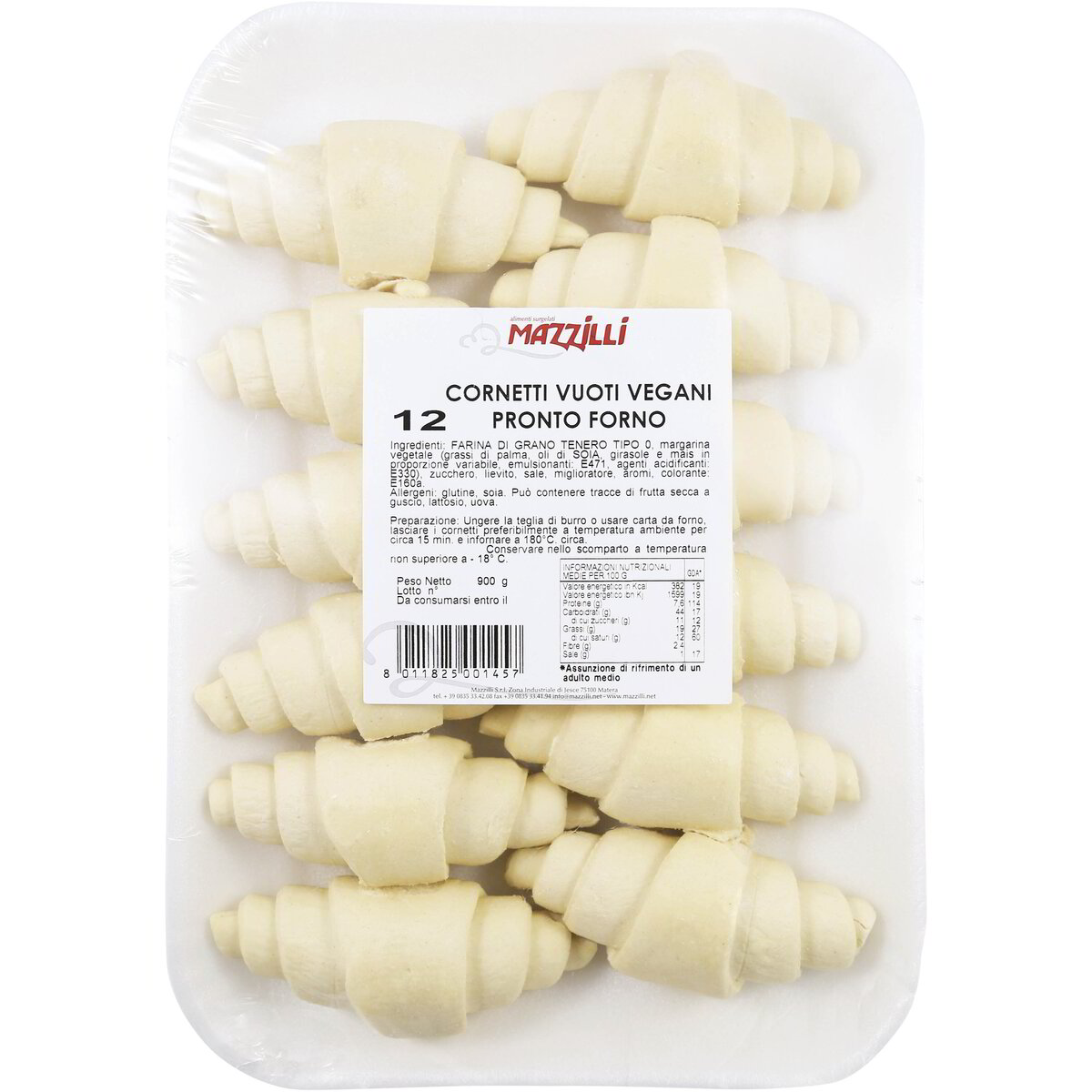 Vendita MAZZILLI CORNETTI VUOTI VEGANI PRONTO FORNO CONGELATI 75 G X 12 ...