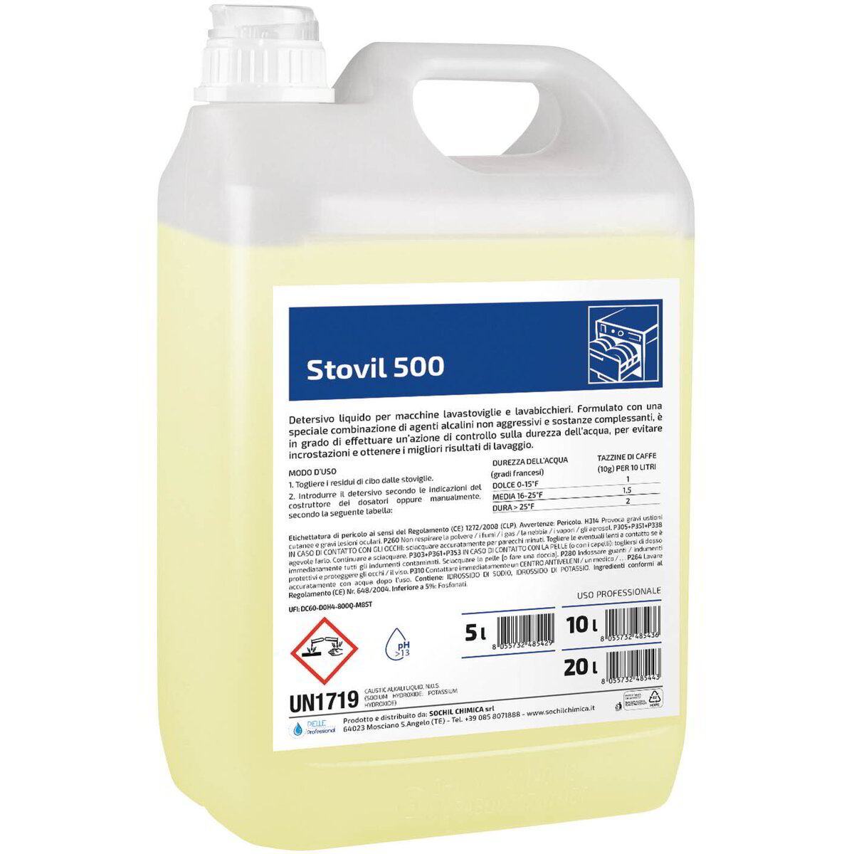 Vendita SOCHIL DETERGENTE LAVASTOVIGLIE 5 L all'ingrosso. Stoviglie ...