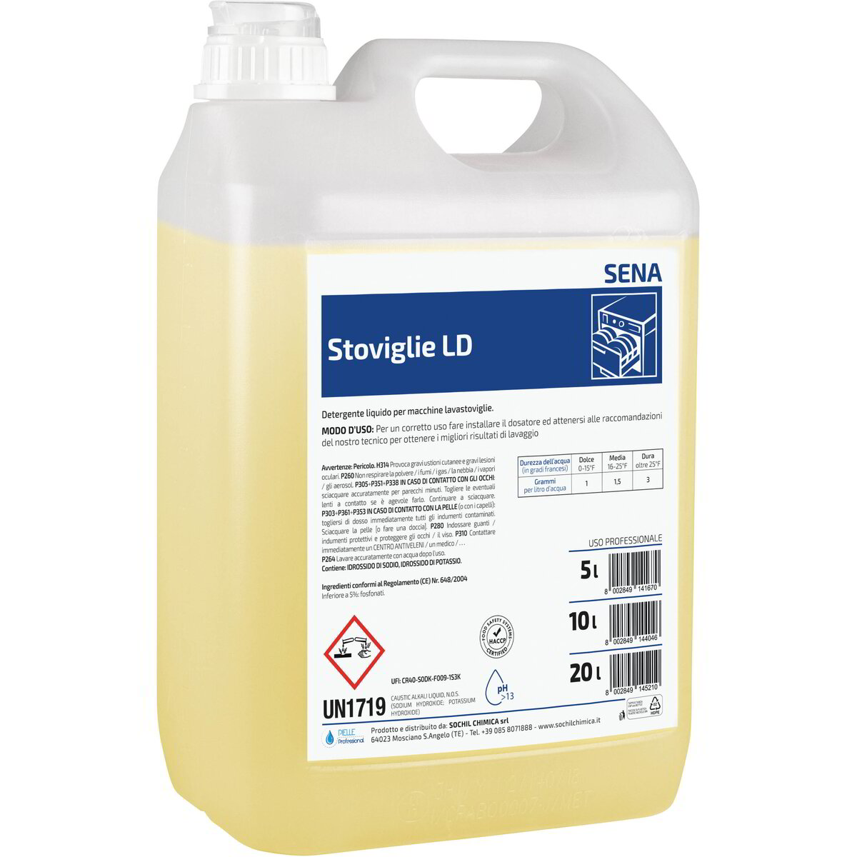 Vendita SOCHIL CHIMICA DETERGENTE LAVASTOVIGLIE ACQUE DURE 5 L all ...