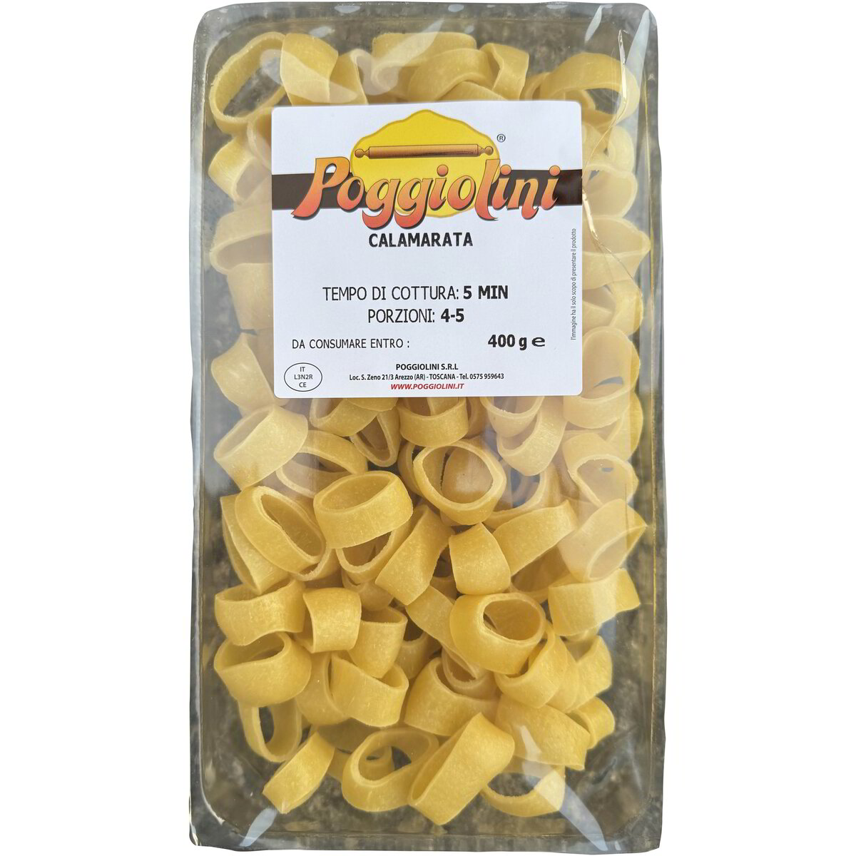 Vendita POGGIOLINI CALAMARATA 400 G all'ingrosso. Pasta fresca all ...