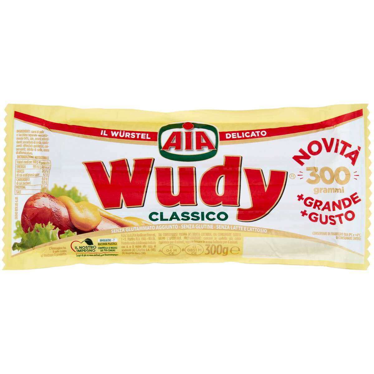 Vendita AIA WUDY CLASSICO WURSTEL POLLO E TACCHINO 300 G all'ingrosso ...